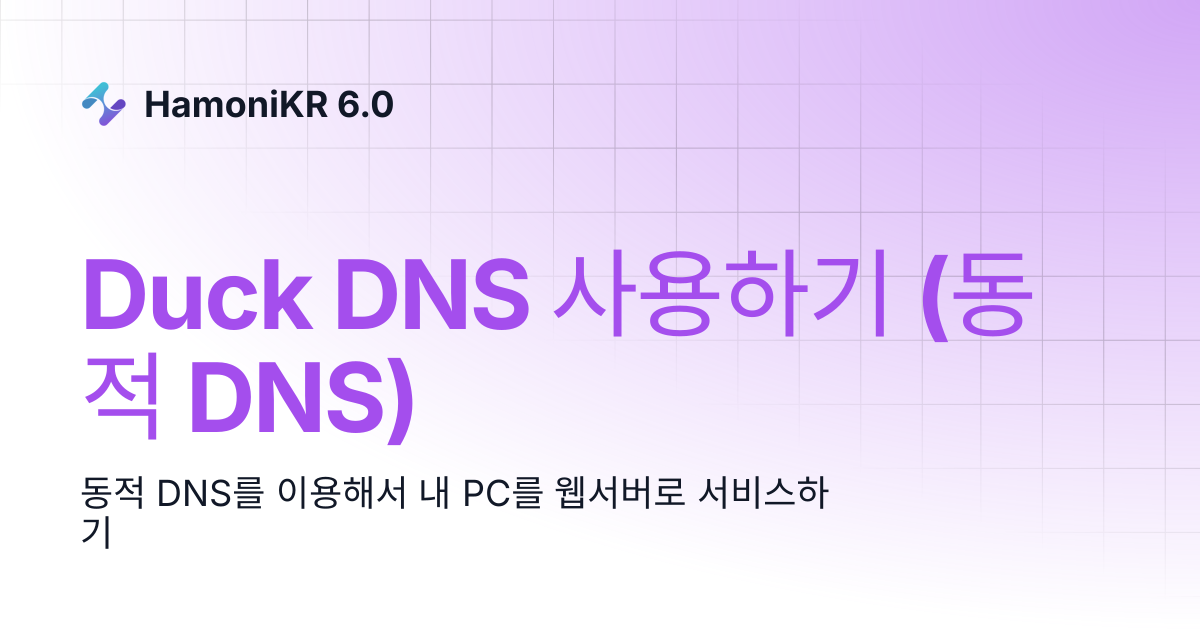 Duck DNS 사용하기 (동적 DNS) | HamoniKR 6.0